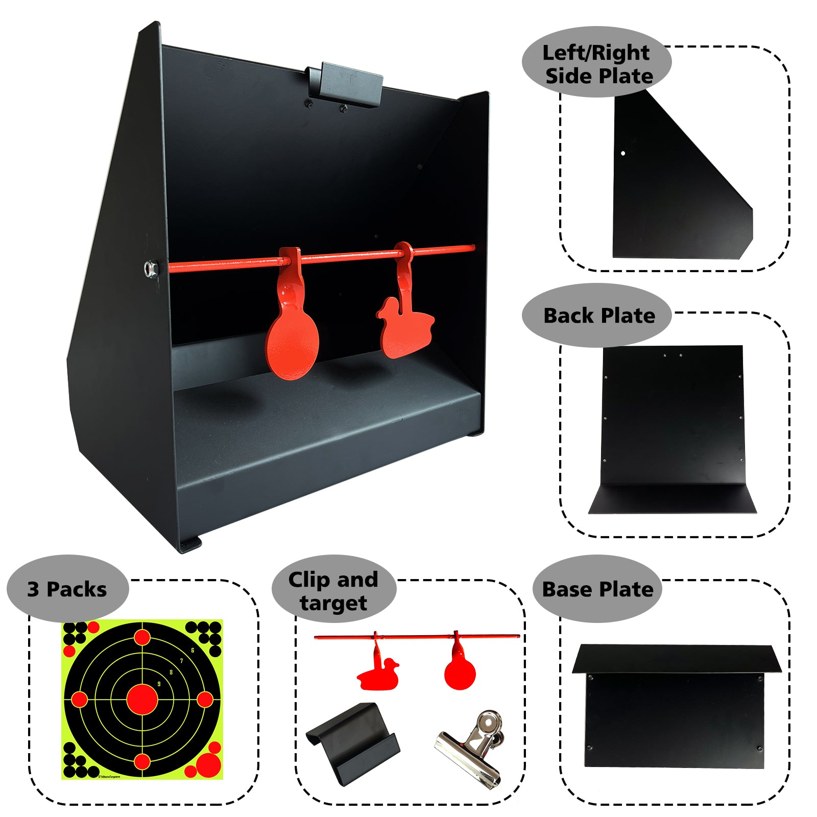 Atflbox Pellet Trap Target with 12''x12'' Splatter Bullseye Paper Targ ...