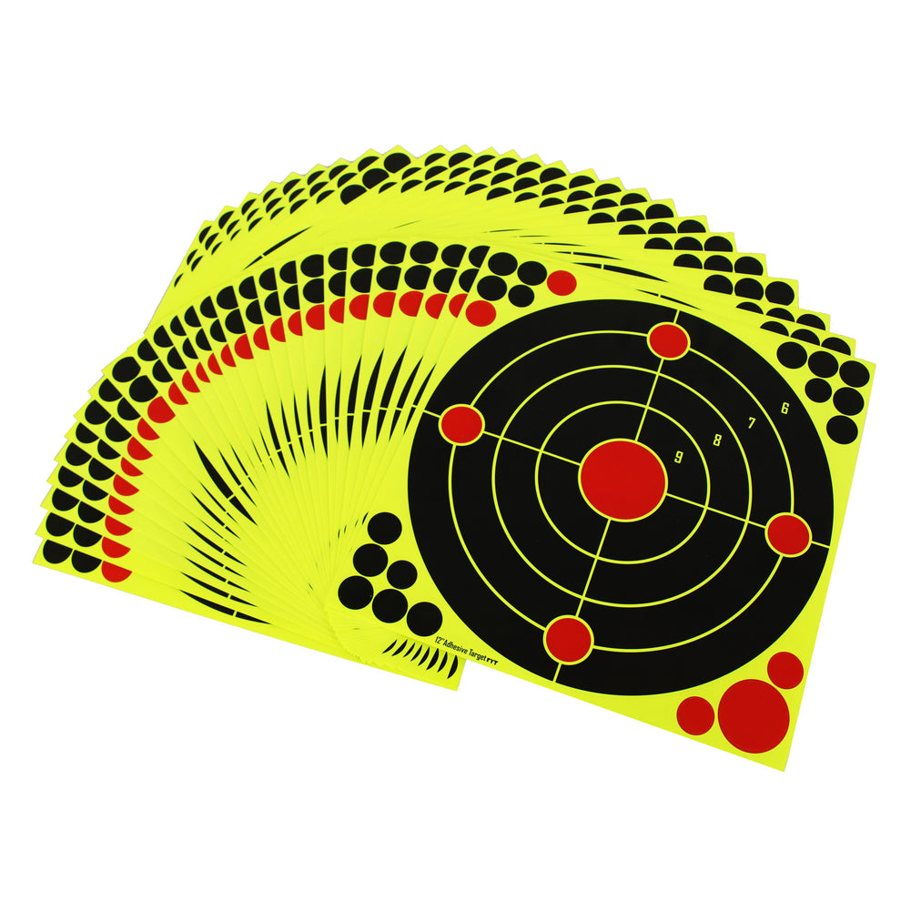 ATFLBOX 25pcs 12 x12 inch Bullseye Reactive Shooting Target, Easily Se