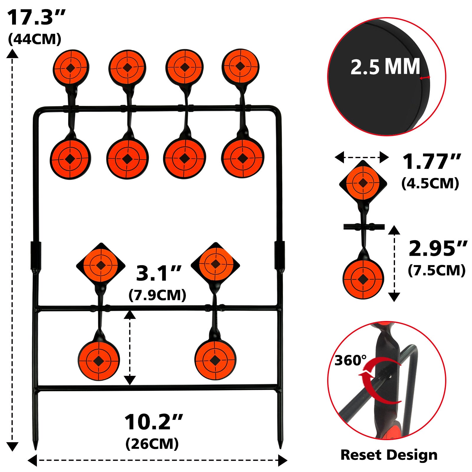 Atflbox BB Gun Auto Reset Shooting Target, Metal Spinning Target for A ...